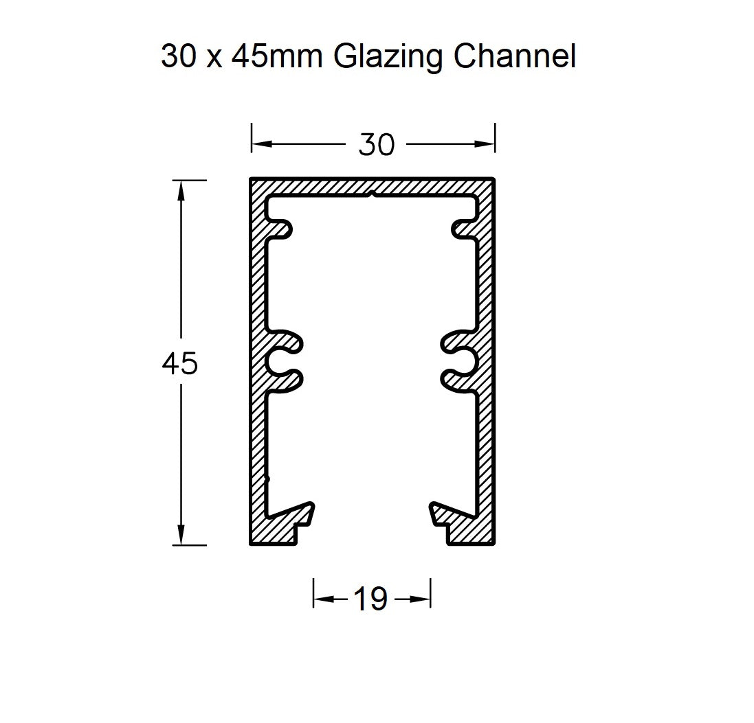Aluminium Glazing Channel Natural / Clear Anodised - Alltrade Aluminium ...